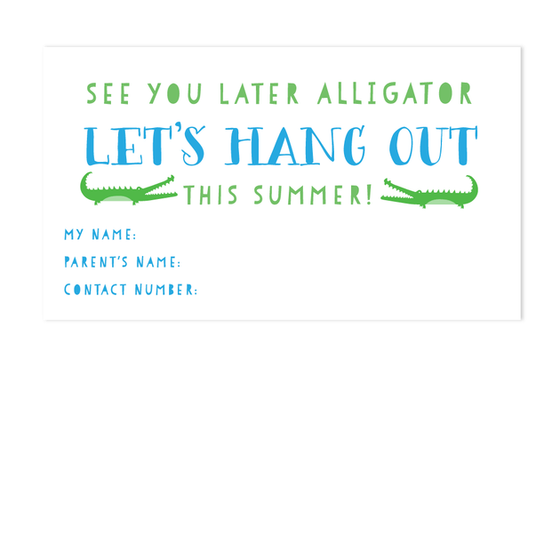 See you later alligator Calling Card, End of Year Calling Card, Play Date Calling Card – Preppy ...