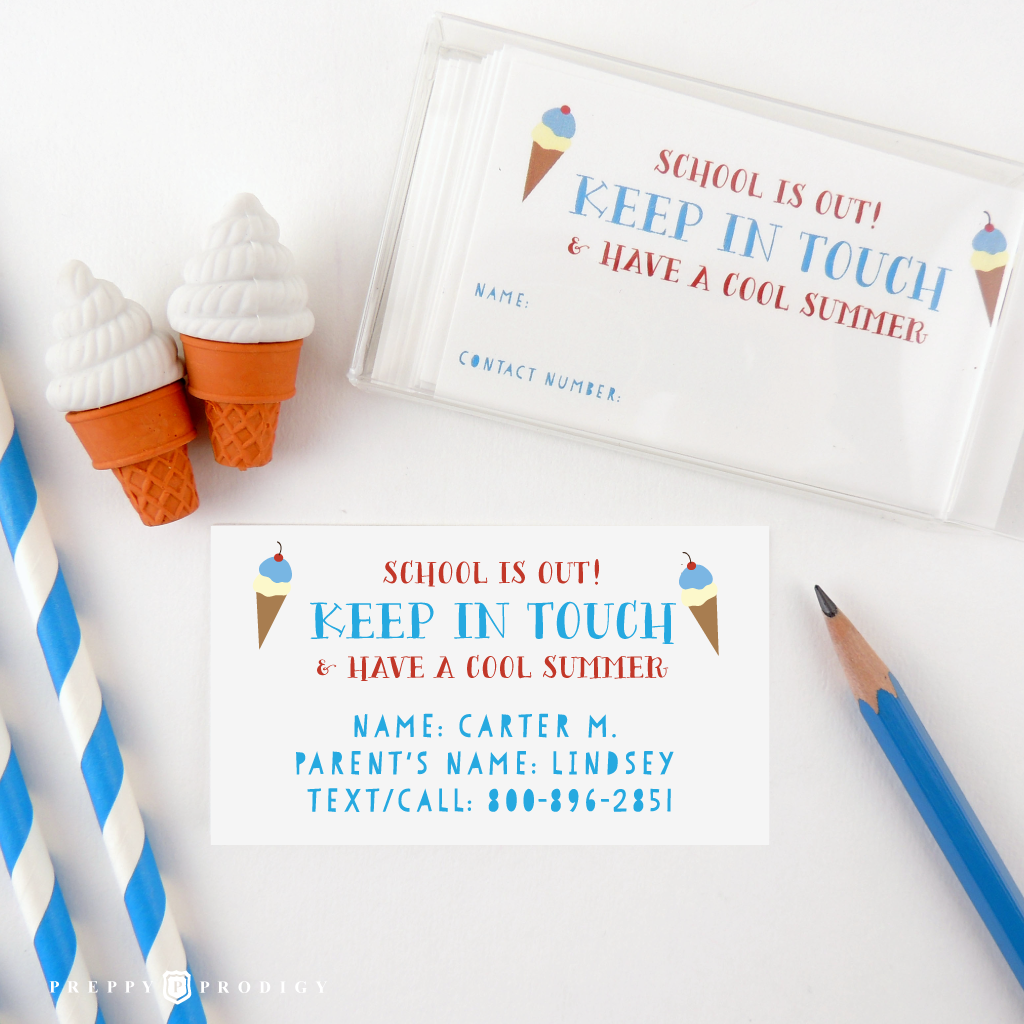 Stay Cool this Summer Calling Card, End of Year Calling Card, Play Date ...