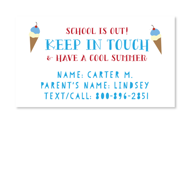 Stay Cool this Summer Calling Card, End of Year Calling Card, Play Date ...