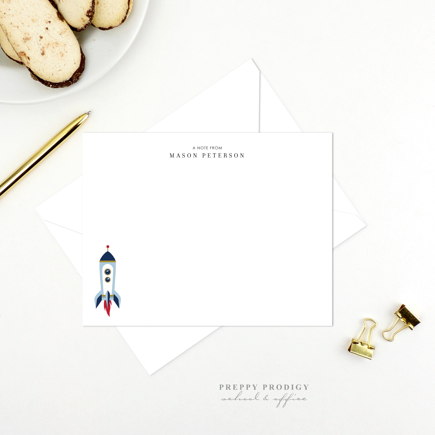 PERSONALIZED ROCKET SHIP KIDS STATIONERY THANK YOU NOTE SET – Preppy ...