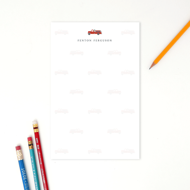 CUSTOM PERSONALIZED FIRE TRUCK NOTEPAD – Preppy Prodigy®